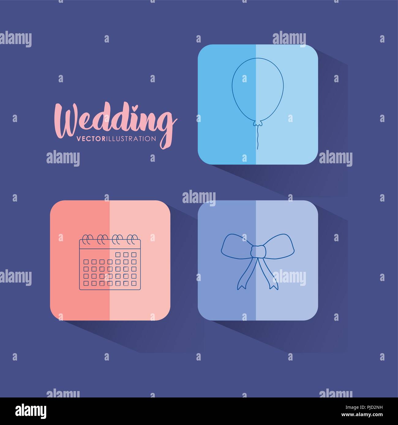 wedding celebration card with set icons vector illustration design ...