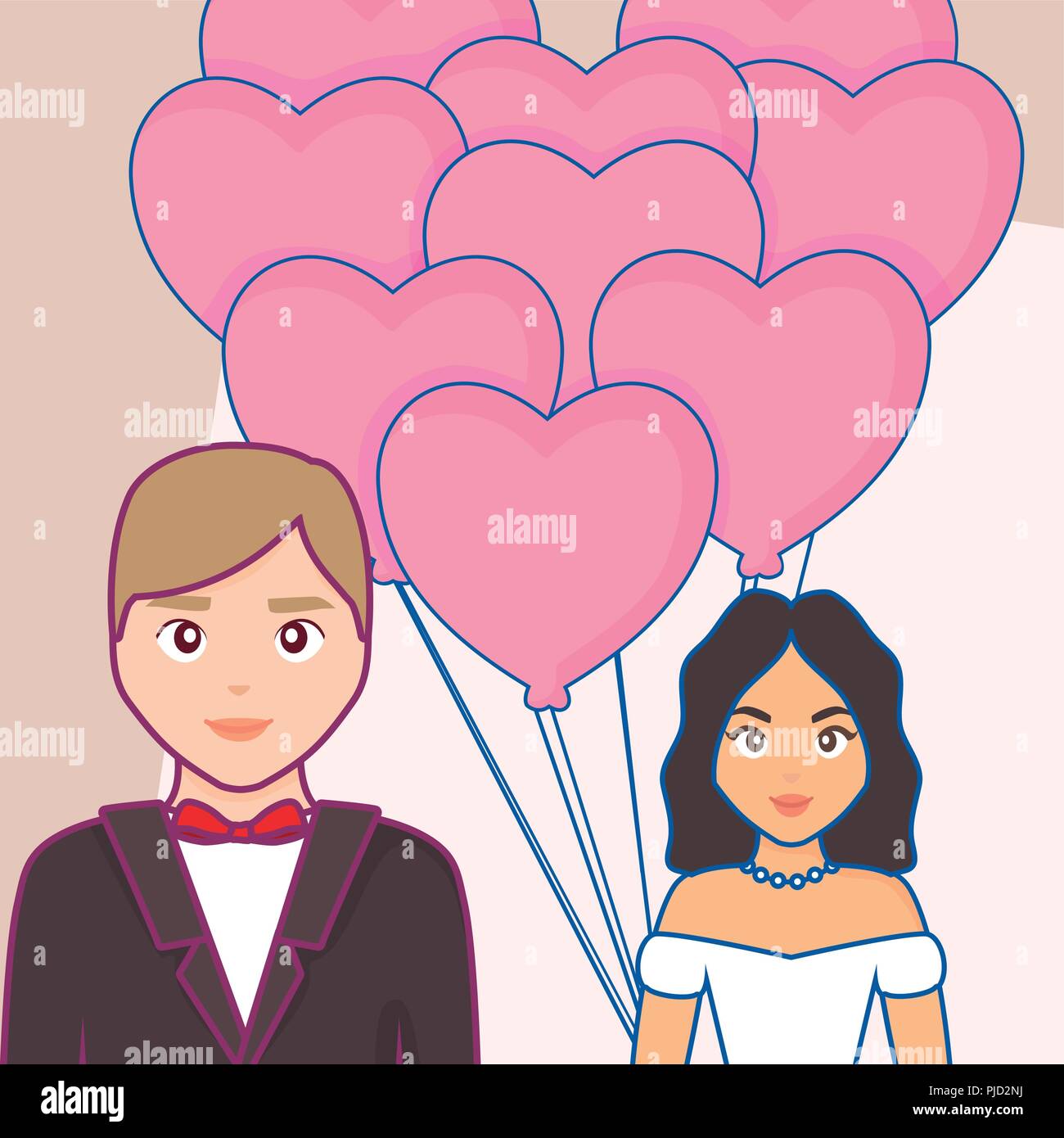 wedding card with Married couple vector illustration design Stock ...