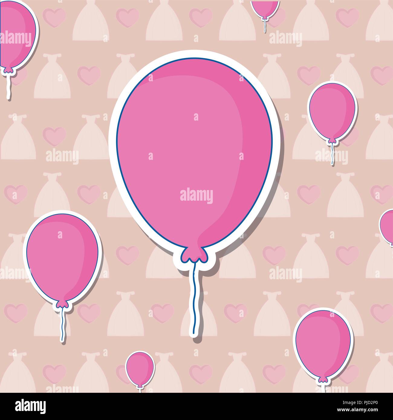 wedding card with balloons helium vector illustration design Stock ...