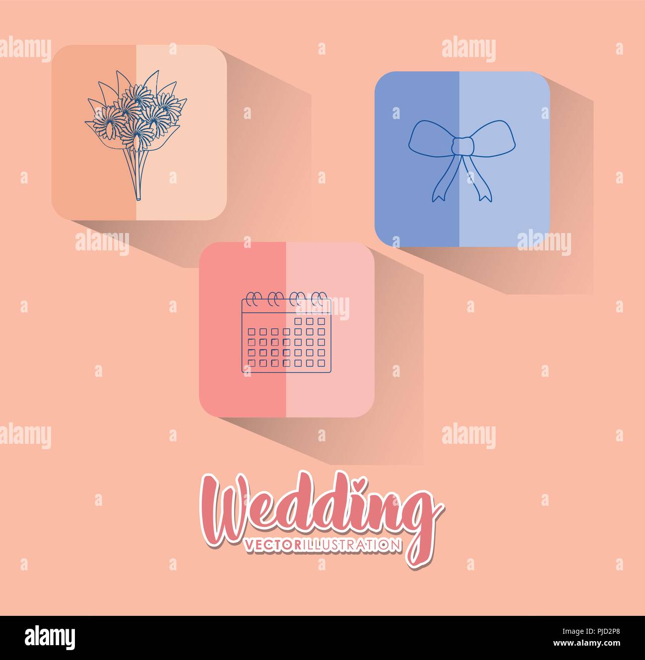 wedding celebration card with set icons vector illustration design ...