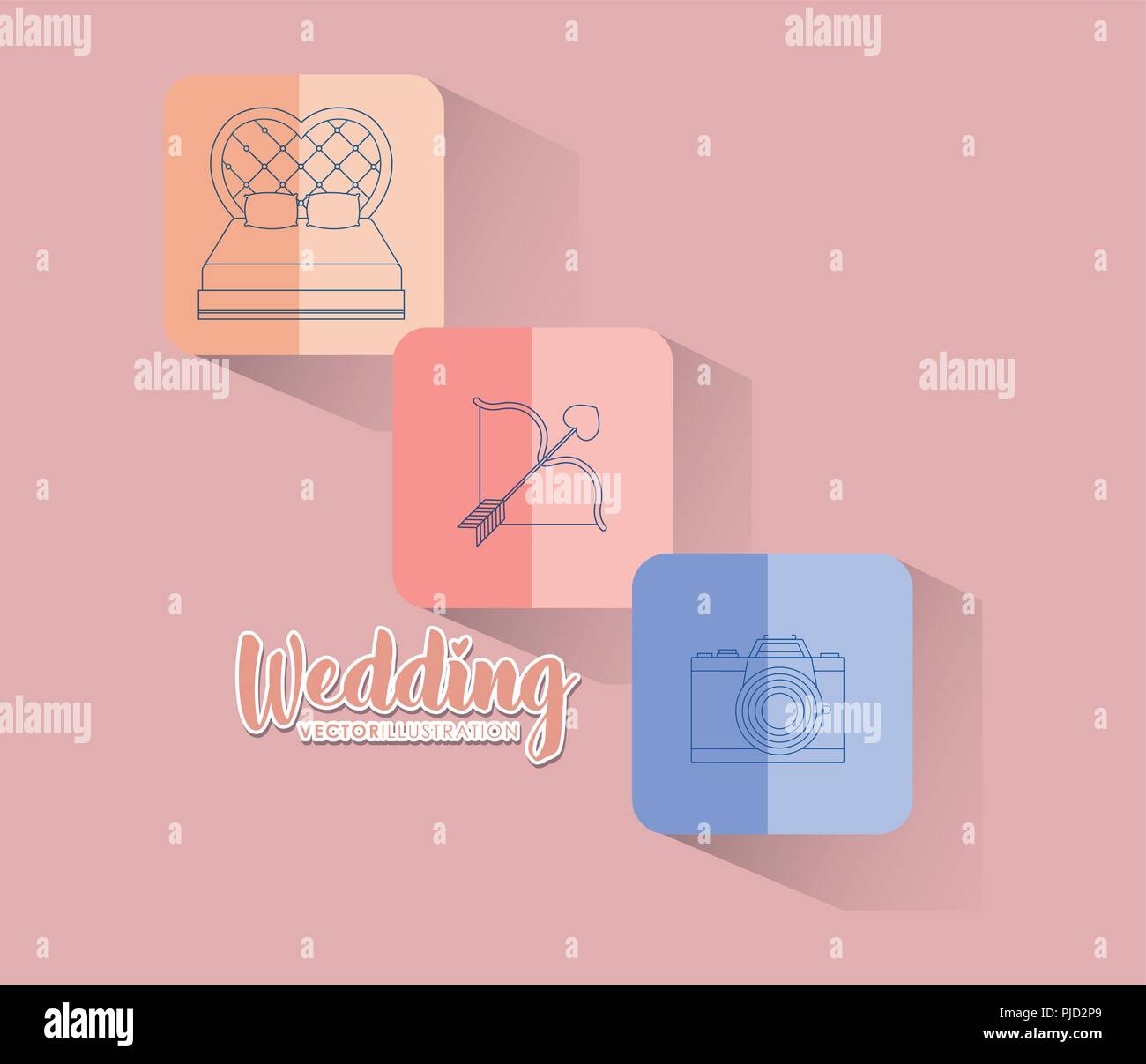 wedding celebration card with set icons vector illustration design ...