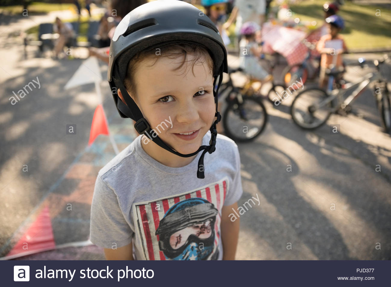 Boy on bicycle wearing helmet hi-res stock photography and images - Alamy