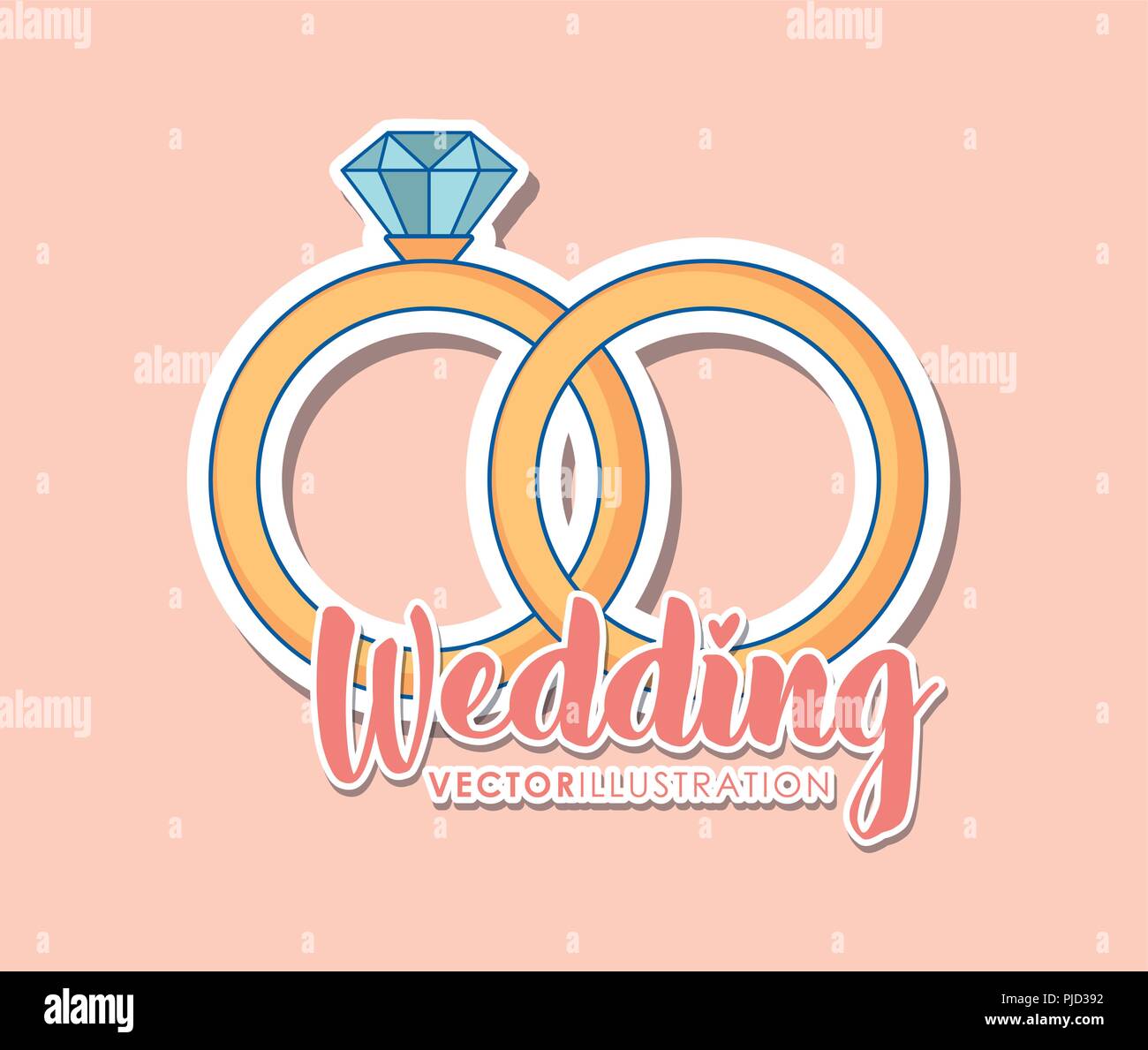 wedding card with engagement rings vector illustration design Stock ...