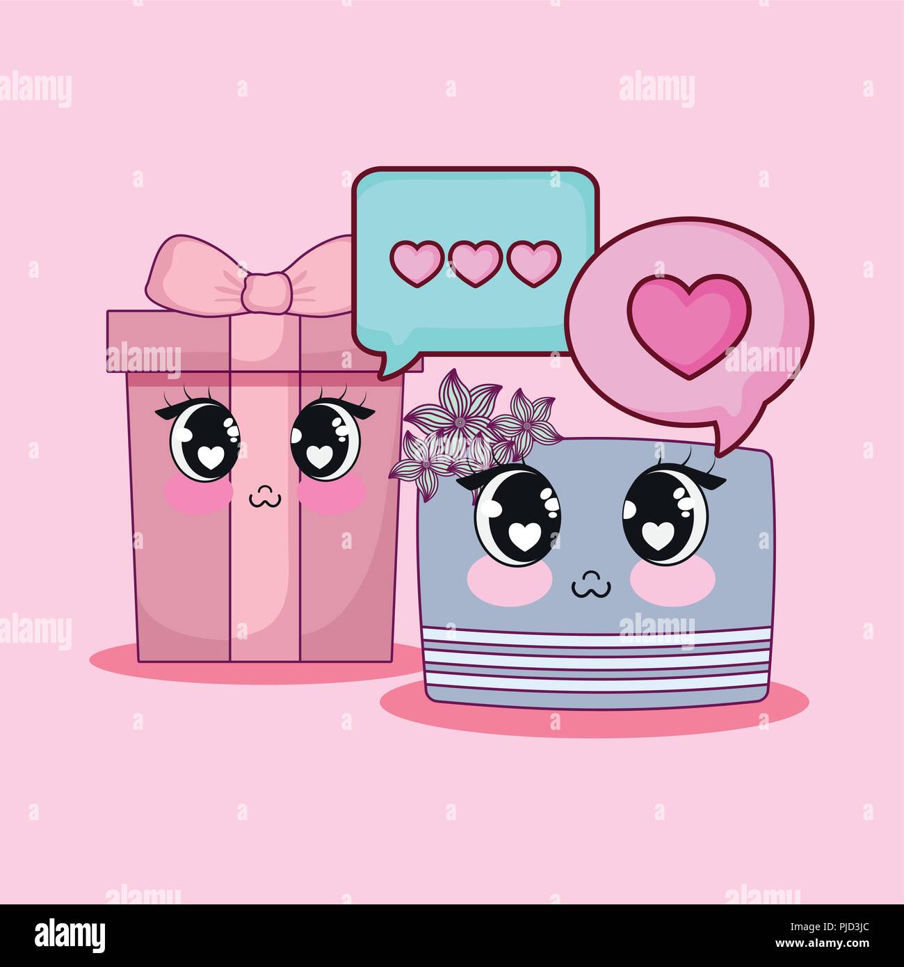 wedding card with gift kawaii character vector illustration design ...