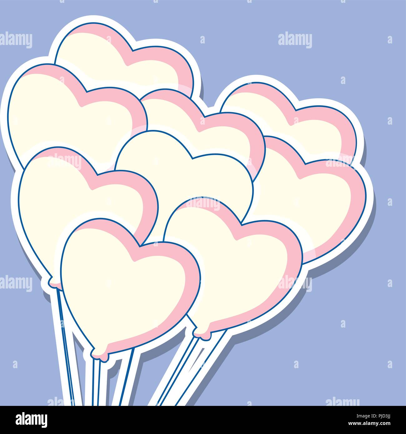 wedding card with hearts balloons helium vector illustration design ...