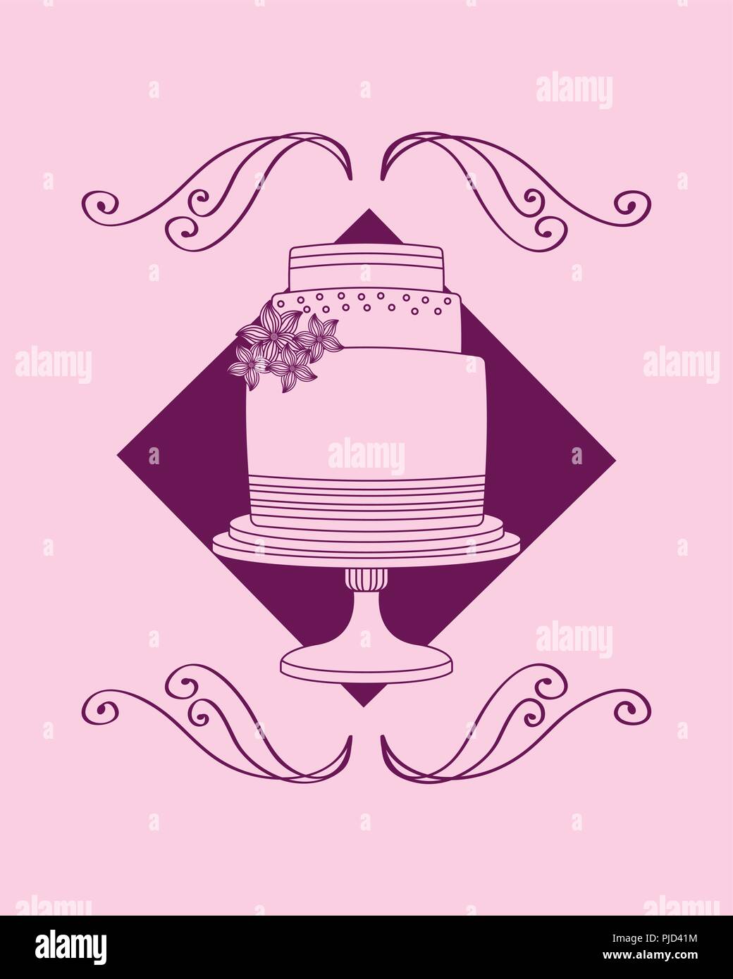 wedding celebration card with sweet cake vector illustration design ...