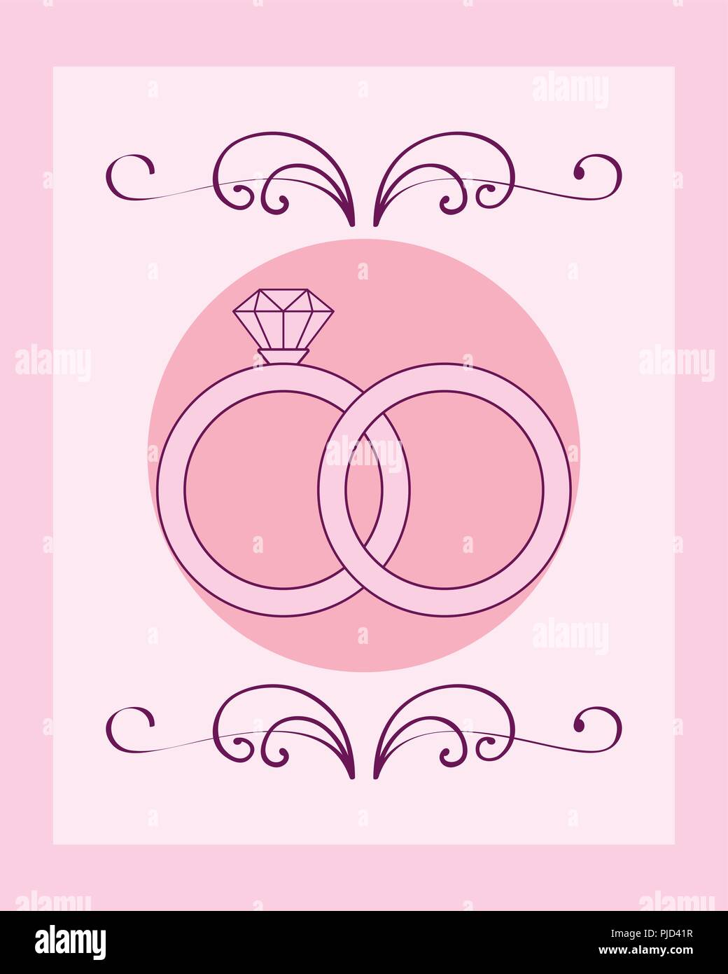 wedding card with engagement rings vector illustration design Stock ...
