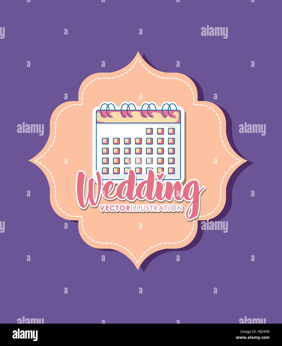 wedding celebration card with calendar vector illustration design Stock ...