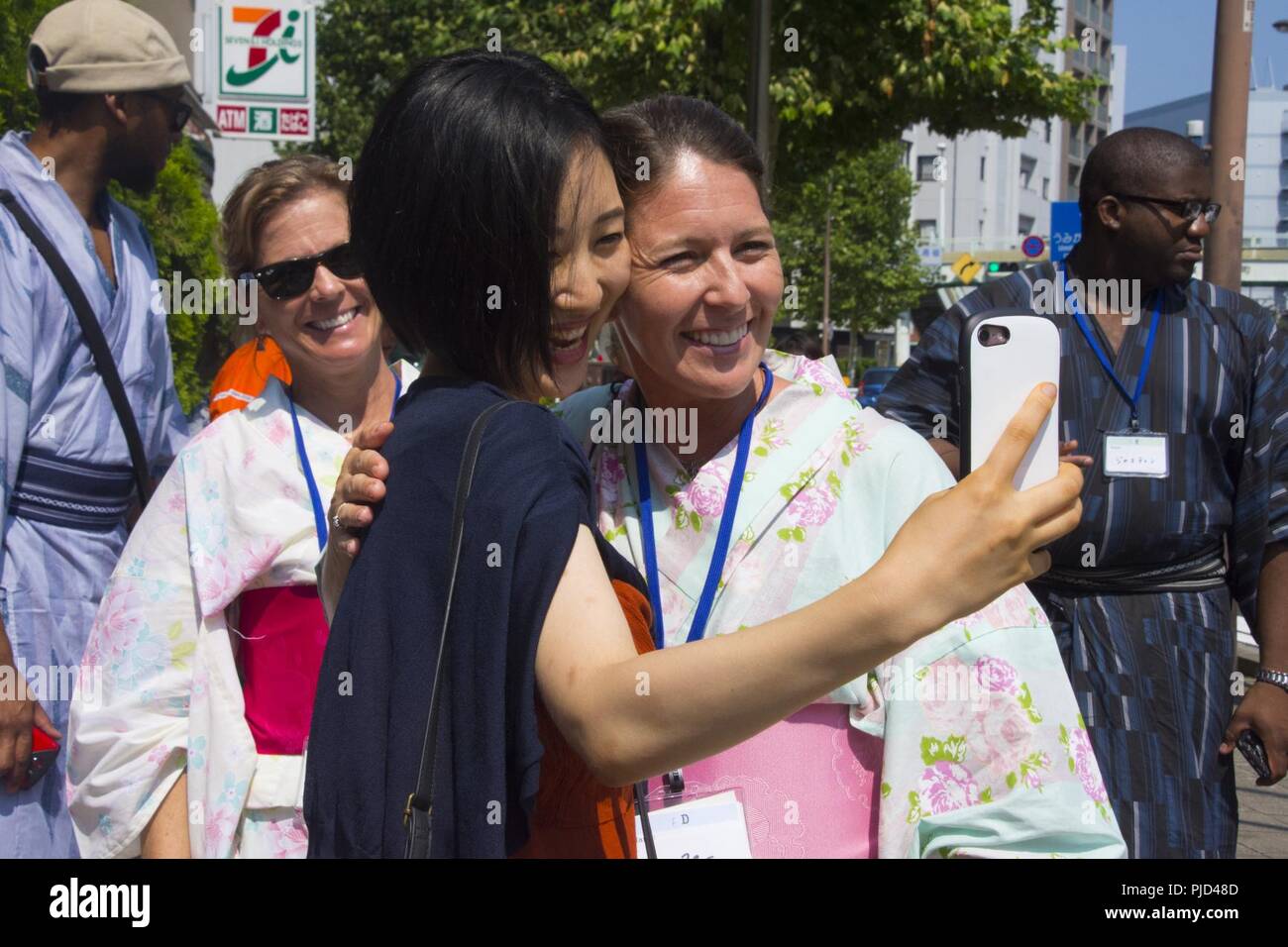 YOKOSUKA, Japan (July 17, 2018) – Eri Ishida and Jen Pollard pose for a photo at a community ...