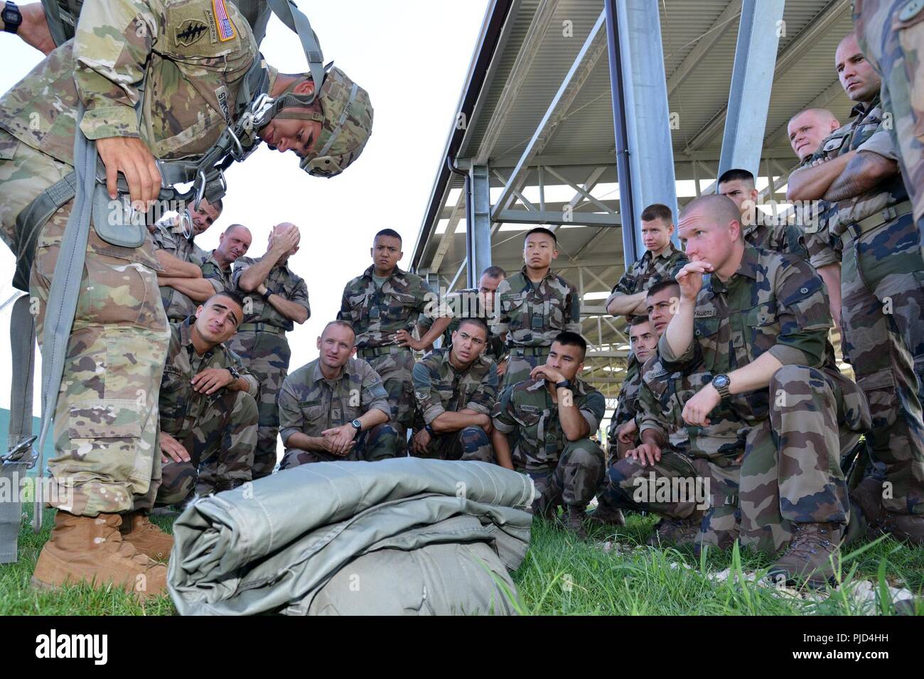 A U.S. Army Paratrooper assigned to 173rd Airborne Brigade, shows the T ...