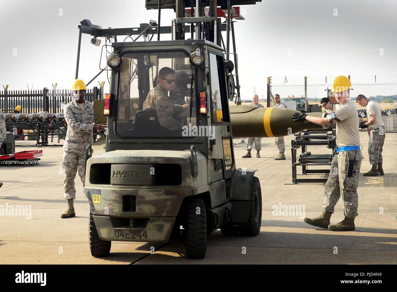 48th Fighter Wing munitions Airmen move a GBU-24 Paveway III laser ...