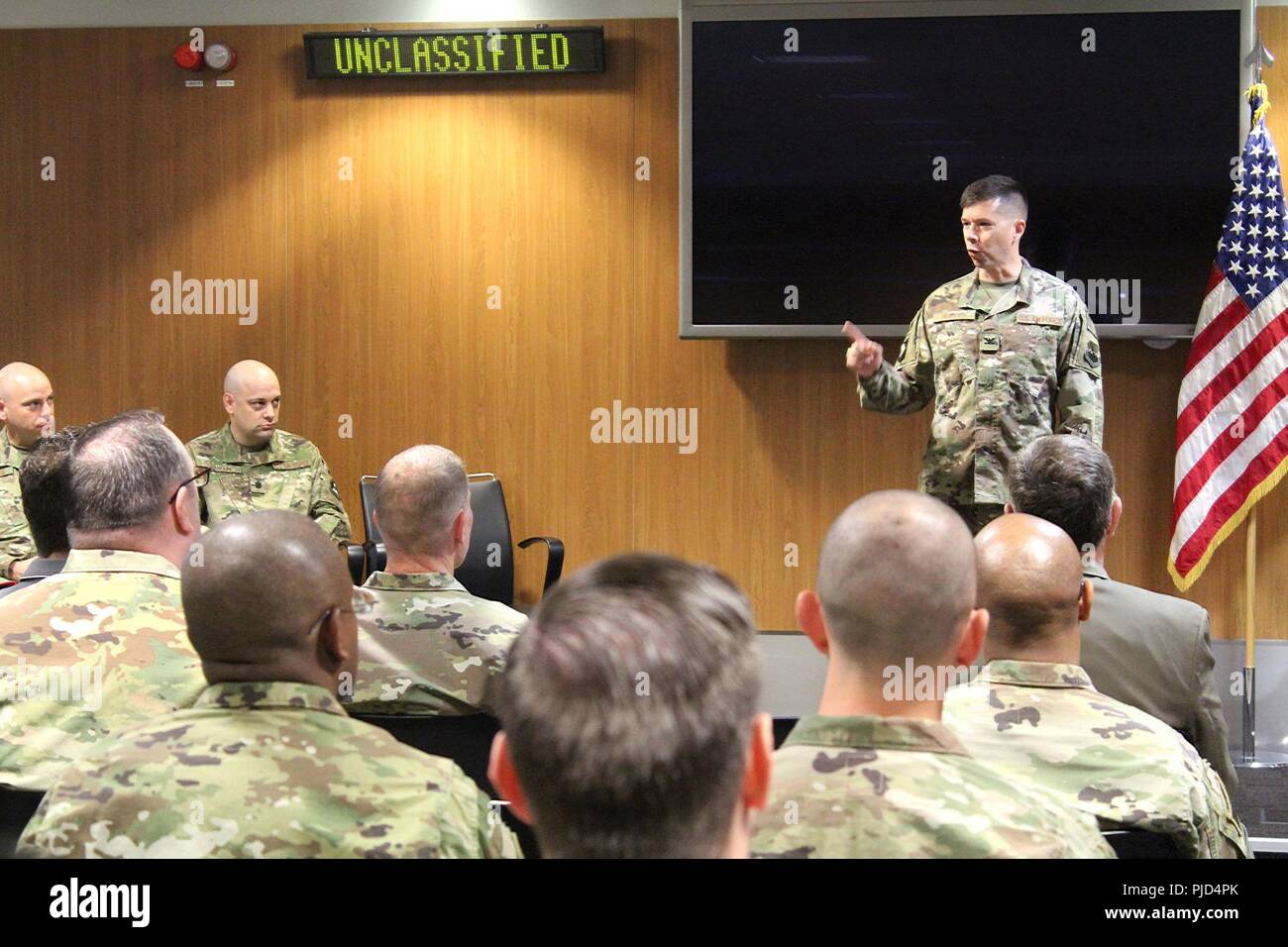 U.S. Air Force Colonel Jay Brad Reeves speaks to attendees during the ...