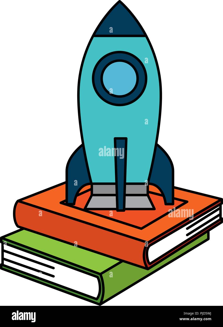 pile text books with rocket vector illustration design Stock Vector ...