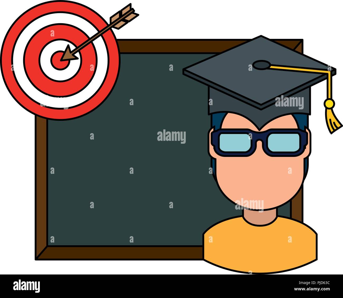 student graduated with chalkboard and target vector illustration design ...