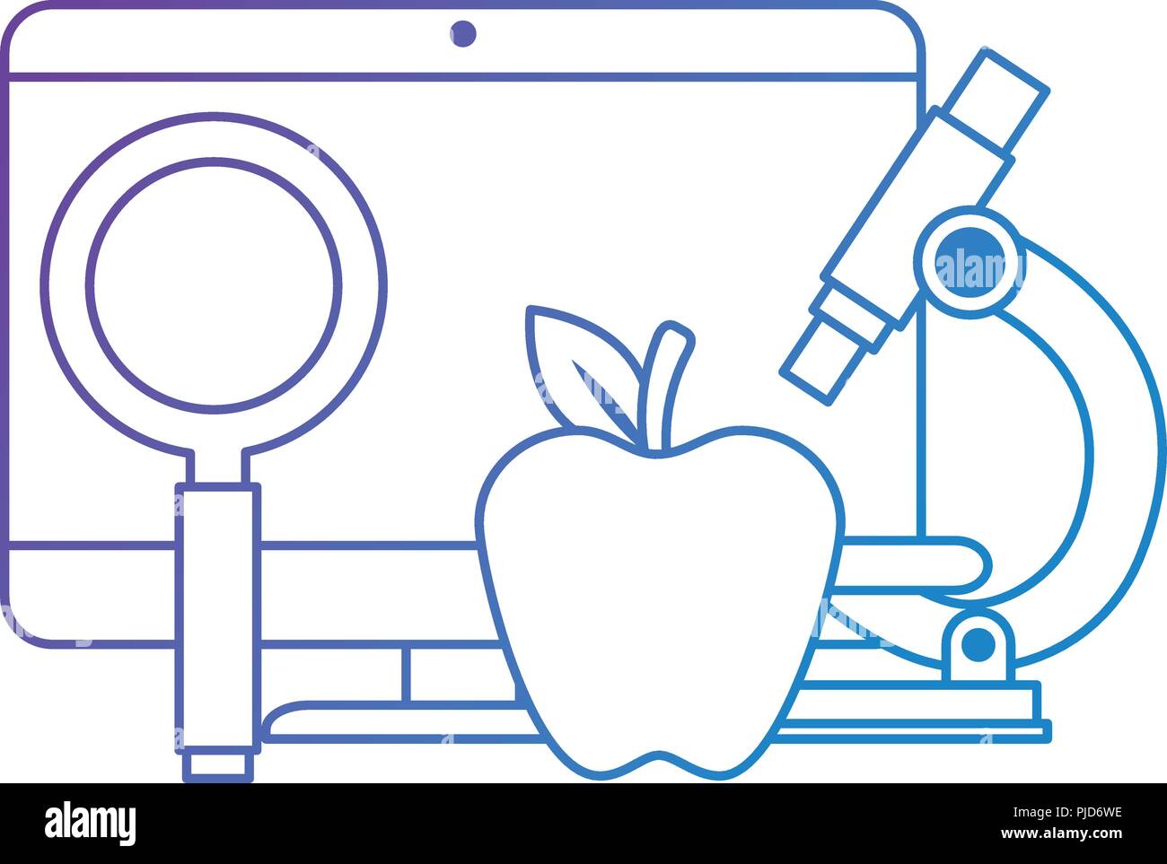Magnifying glass on apple Stock Vector Images - Alamy