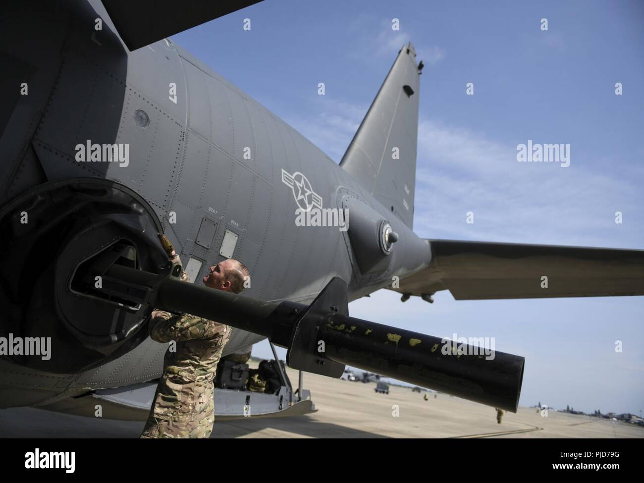 U.S. Air Force Tech. Sgt. Brett Laswell, an AC-130U Spooky gunship ...