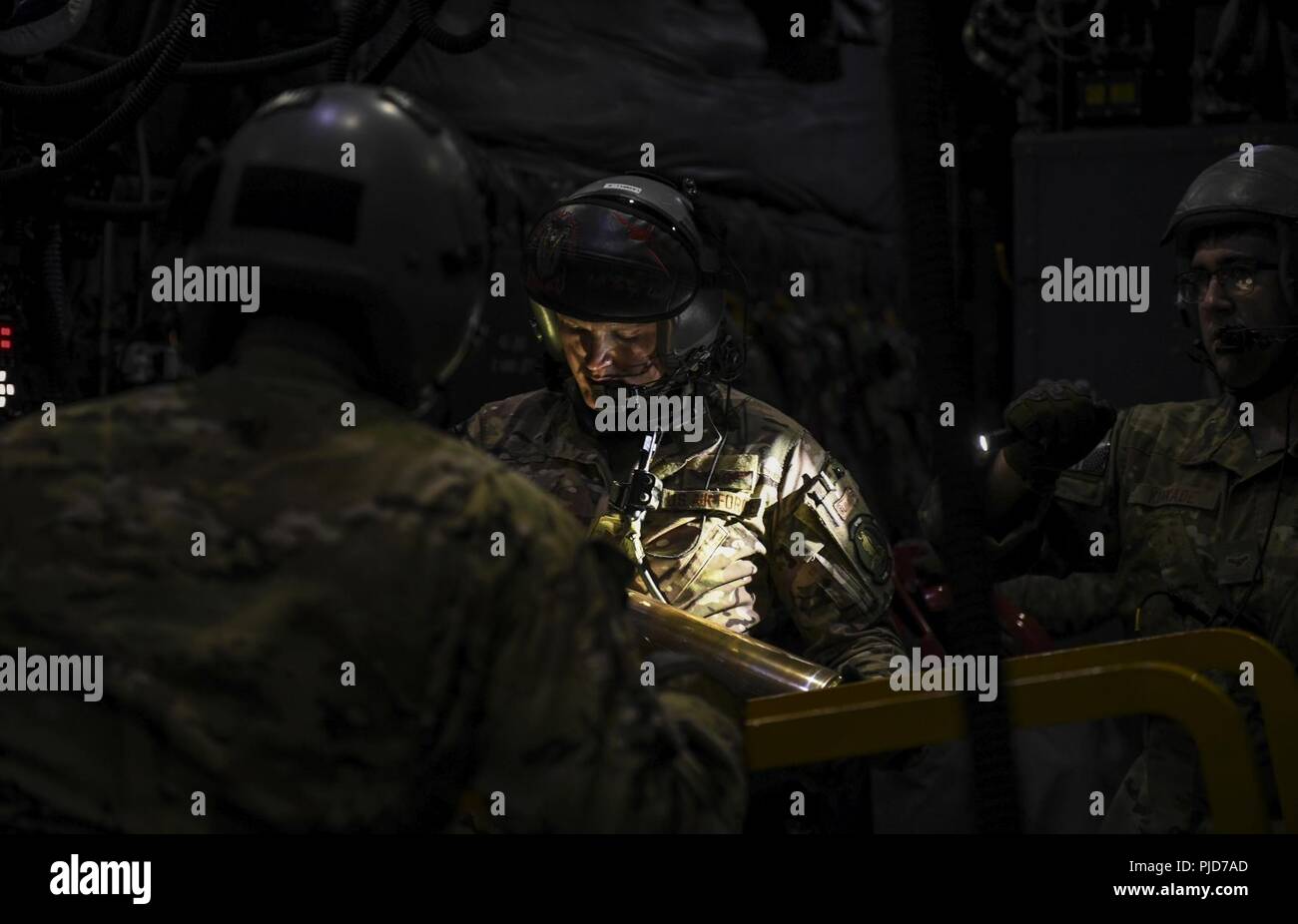 U.S. Air Force Airman 1st Class Kyle Kincaid, an AC-130U Spooky gunship ...
