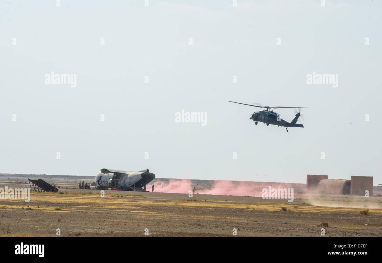 An HH-60 Pave Hawk assigned to the 46th Expeditionary Rescue Squadron ...