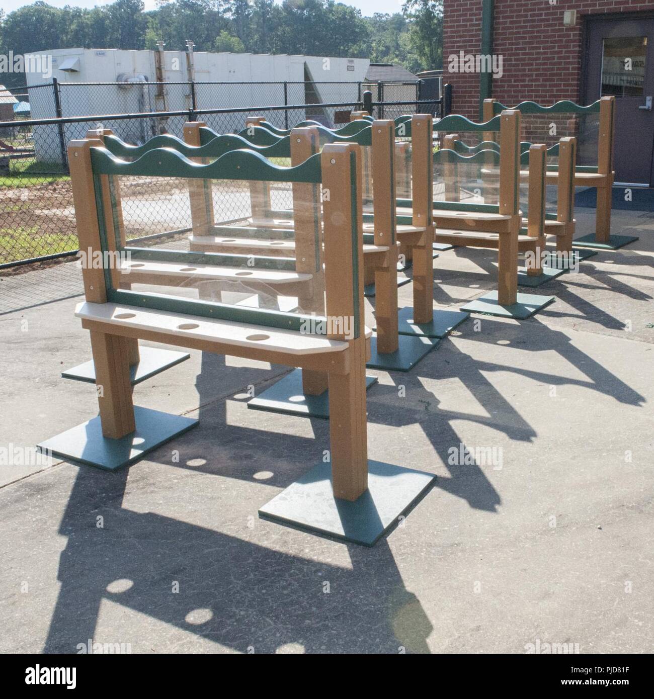 New art stations in the school-age playground at Anniston Army Depot ...