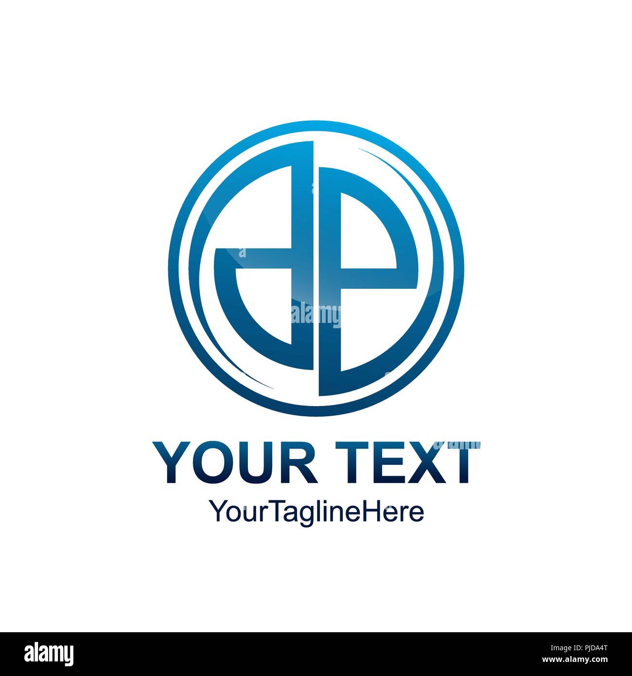 Initial letter DP logo template colored circle blue swoosh design for ...