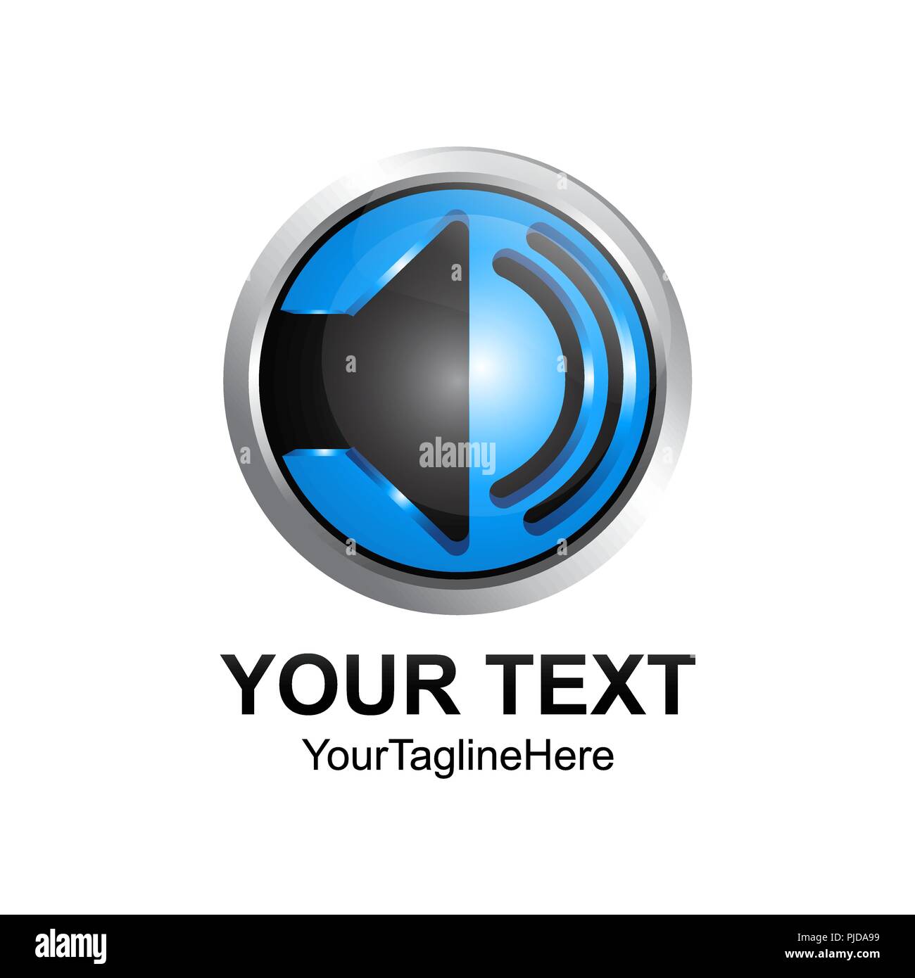 Simple circle sound speaker volume icon logo template vector ...