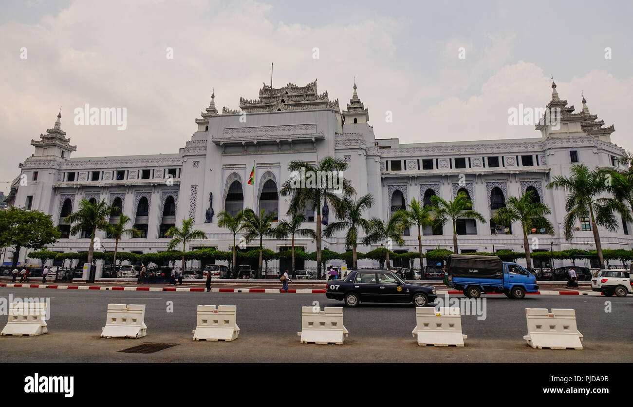 Yangon, Myanmar - Feb 26, 2016. View of City Hall in Yangon, Myanmar ...