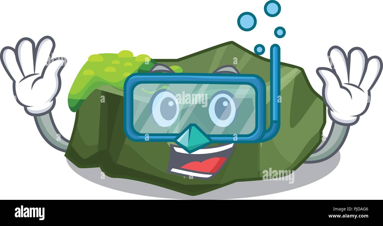 Diving cartoon moss grow on sea rock Stock Vector Image & Art - Alamy