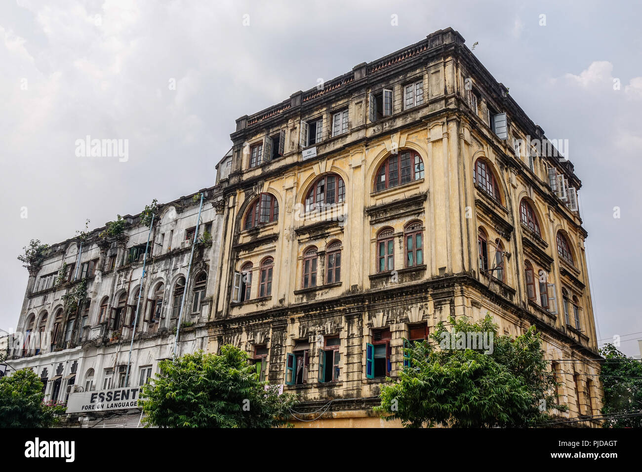Yangon, Myanmar - Feb 26, 2016. Old buildings in Yangon, Myanmar ...