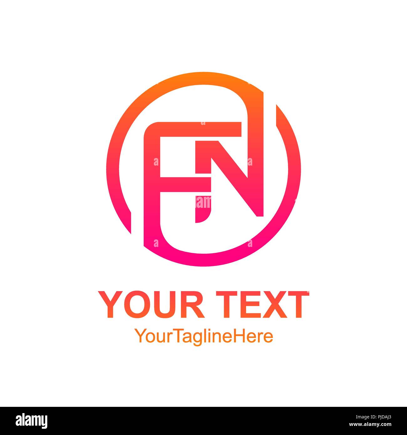 Initial letter FN logo template colorfull circle design for business ...