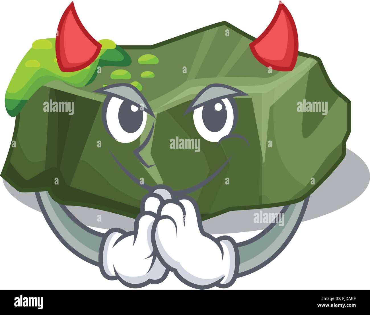 Devil cartoon large stone covered with green moss Stock Vector Image ...