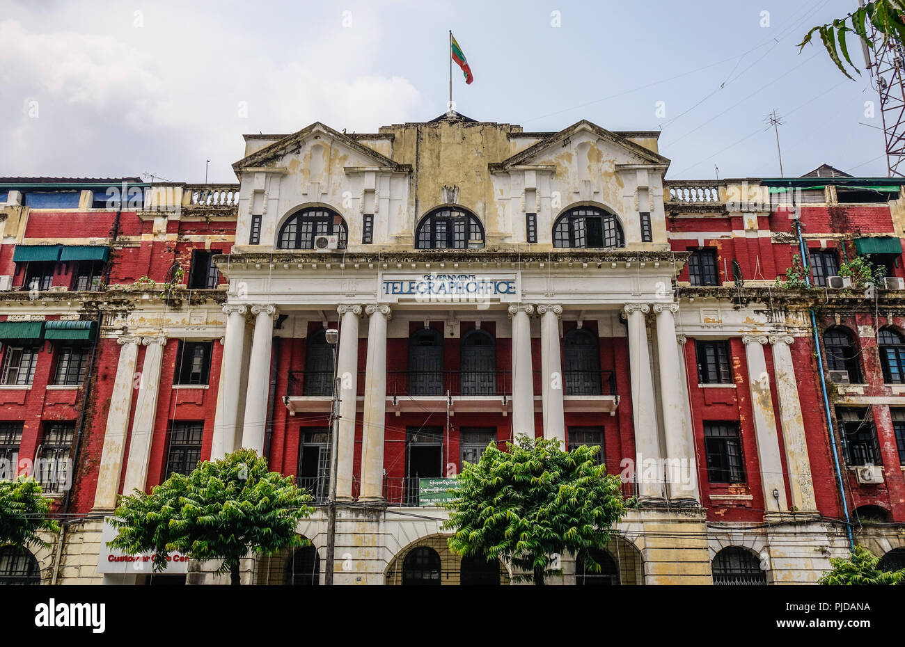 Yangon, Myanmar - Feb 26, 2016. Old buildings in Yangon, Myanmar ...