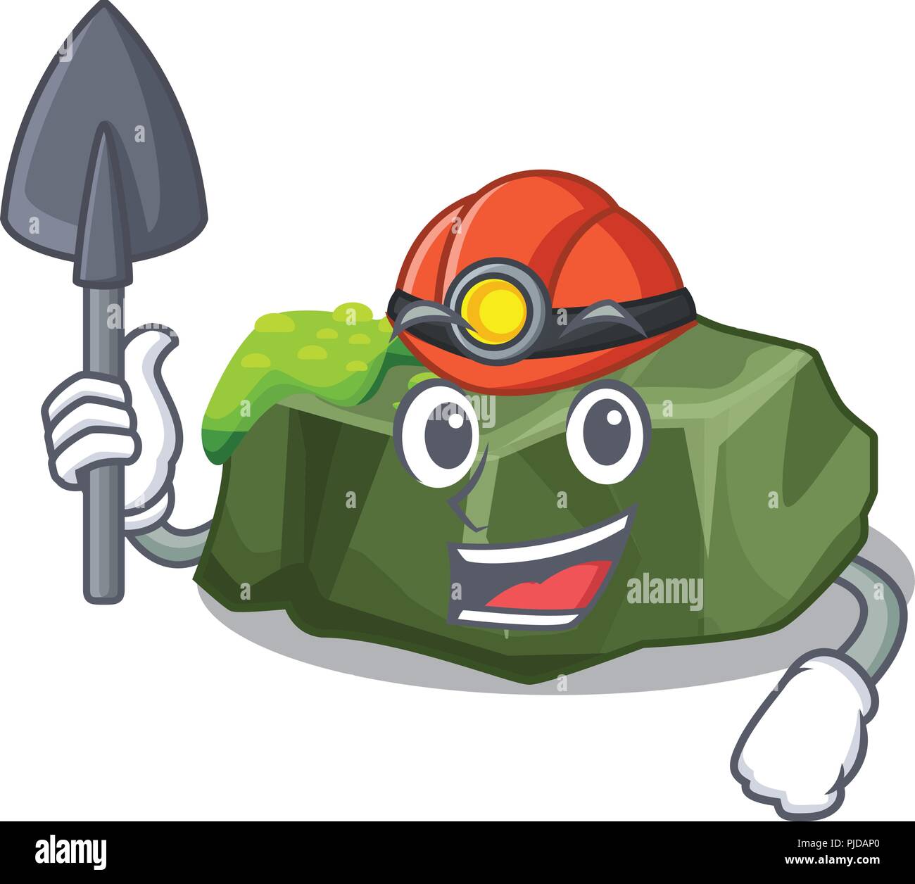 Miner cartoon large stone covered with green moss Stock Vector Image ...