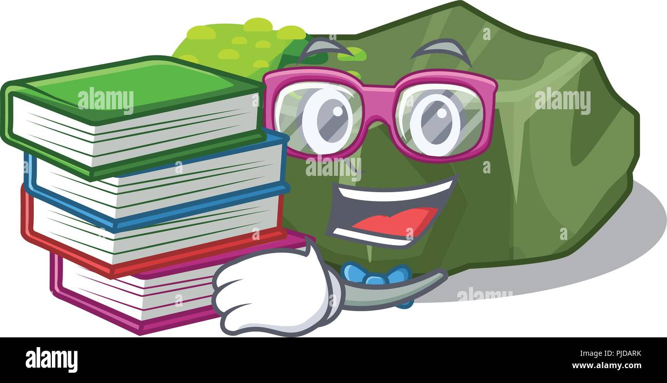 Student with book green rock moss isolated on cartoon Stock Vector ...