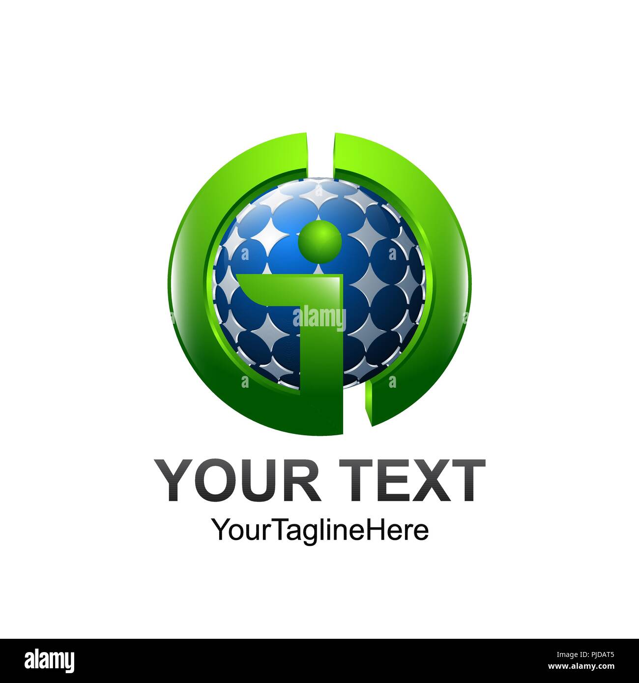 Initial letter GID logo template colored green blue sphere design for ...