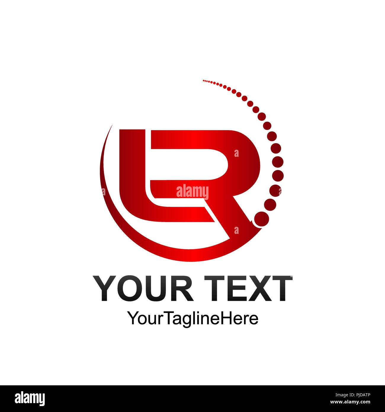Initial letter LR logo template colored red circle swoosh design for ...