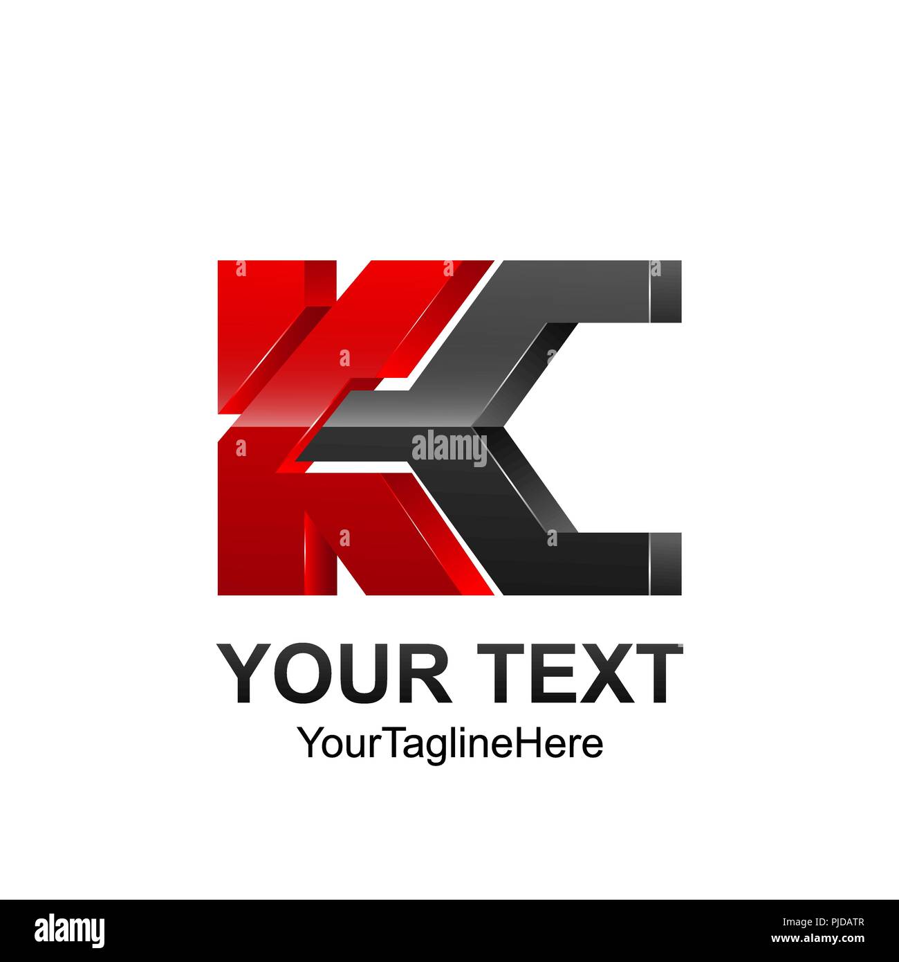 Initial letter KC logo template colored dark grey red design for ...