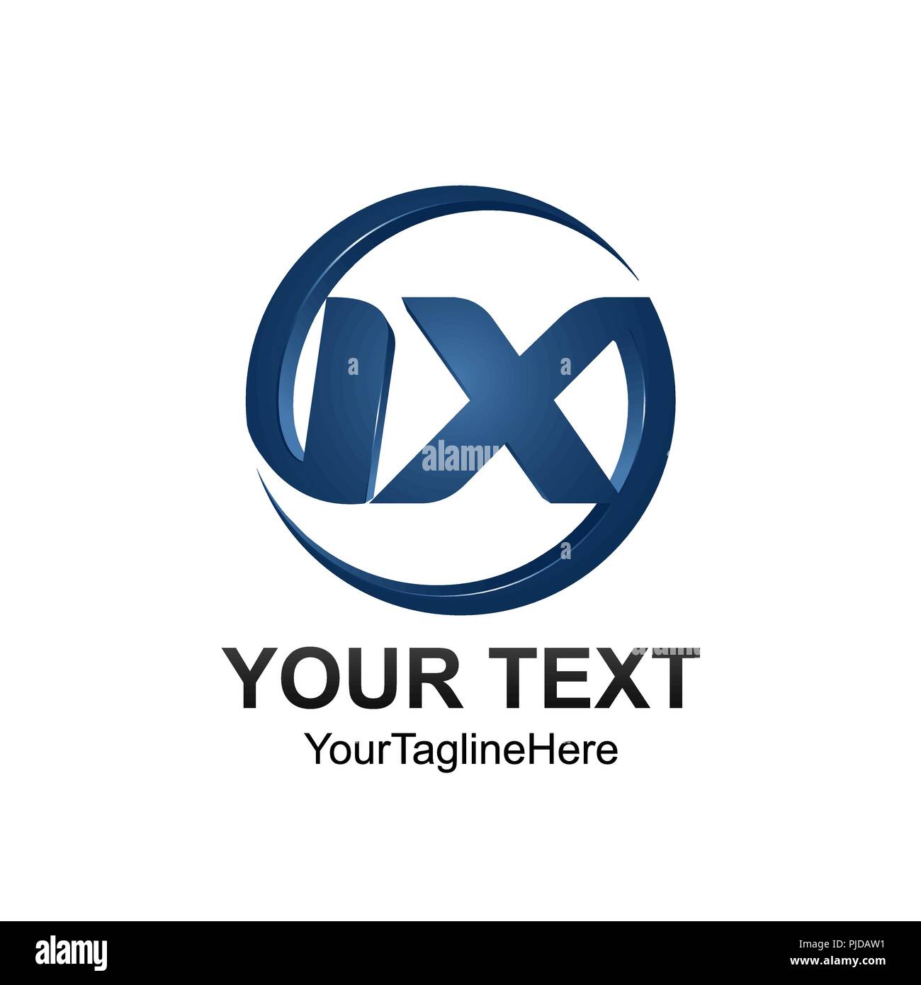 Initial letter IX logo template colored blue circle swoosh design for ...