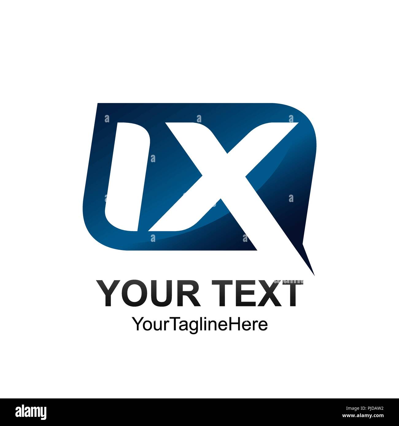 Initial letter IX logo template colored blue square design for business ...