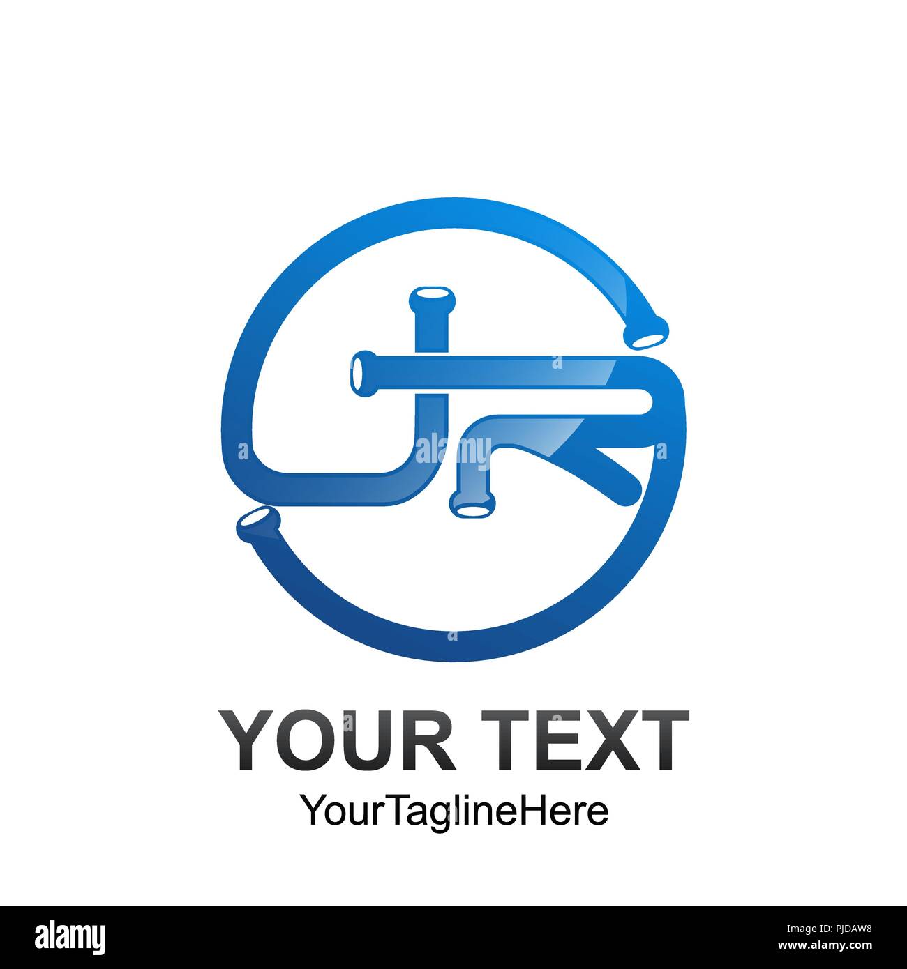Initial letter JR logo template colored blue circle pipe design for ...