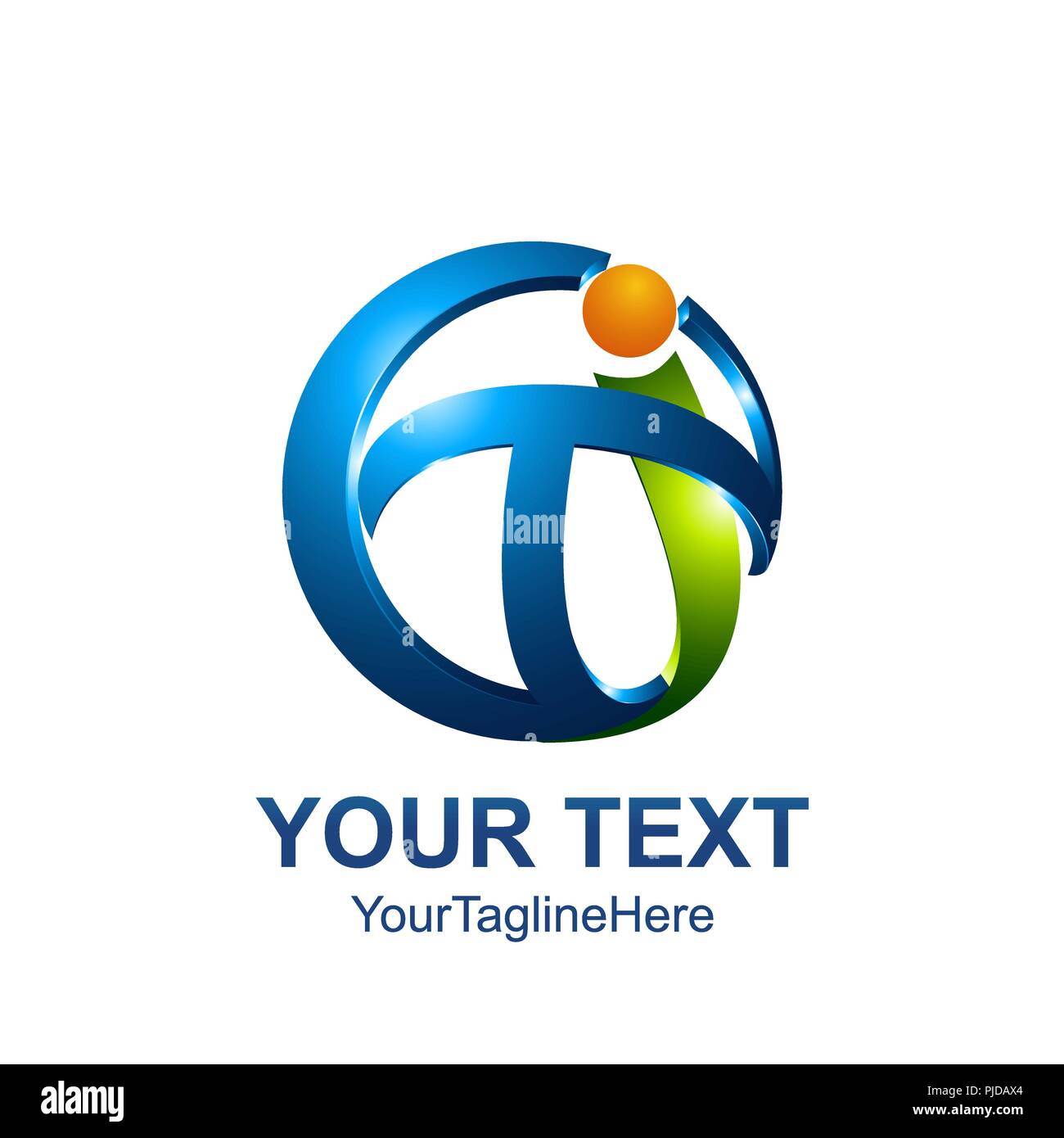 Initial letter TI logo template colored green blue abstrack circle swoosh design for business ...