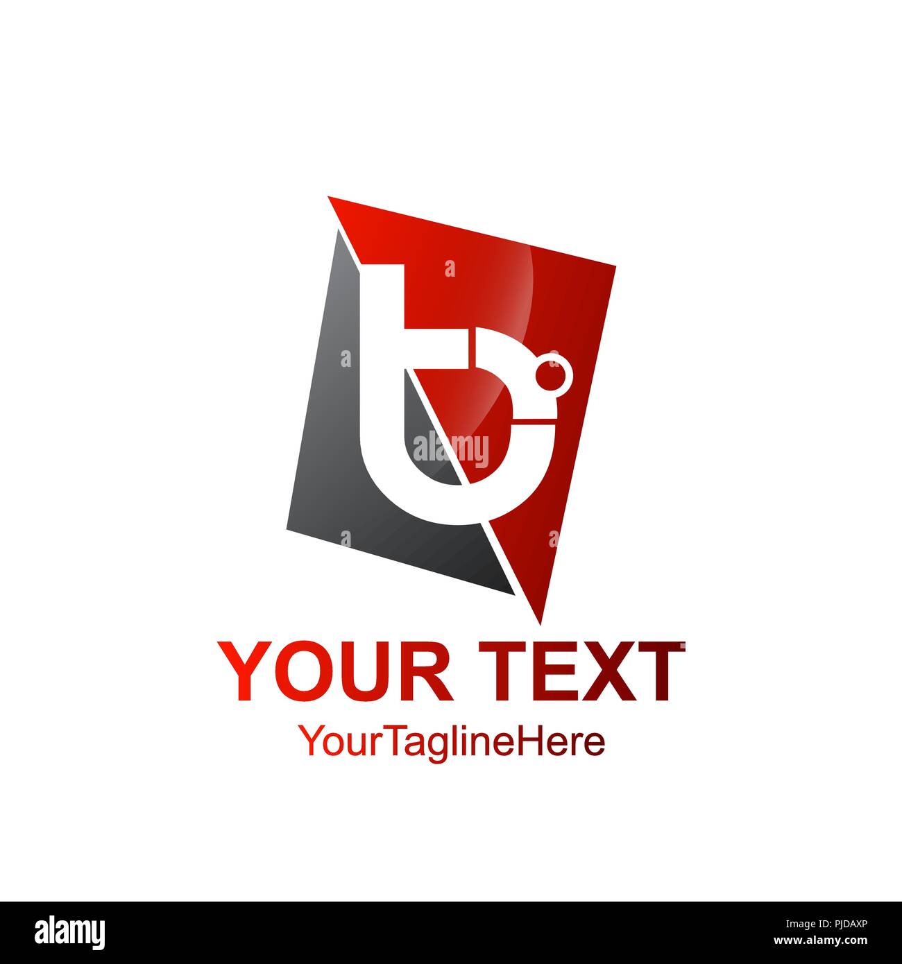 Initial letter B logo template colored grey red square triangle degrees ...