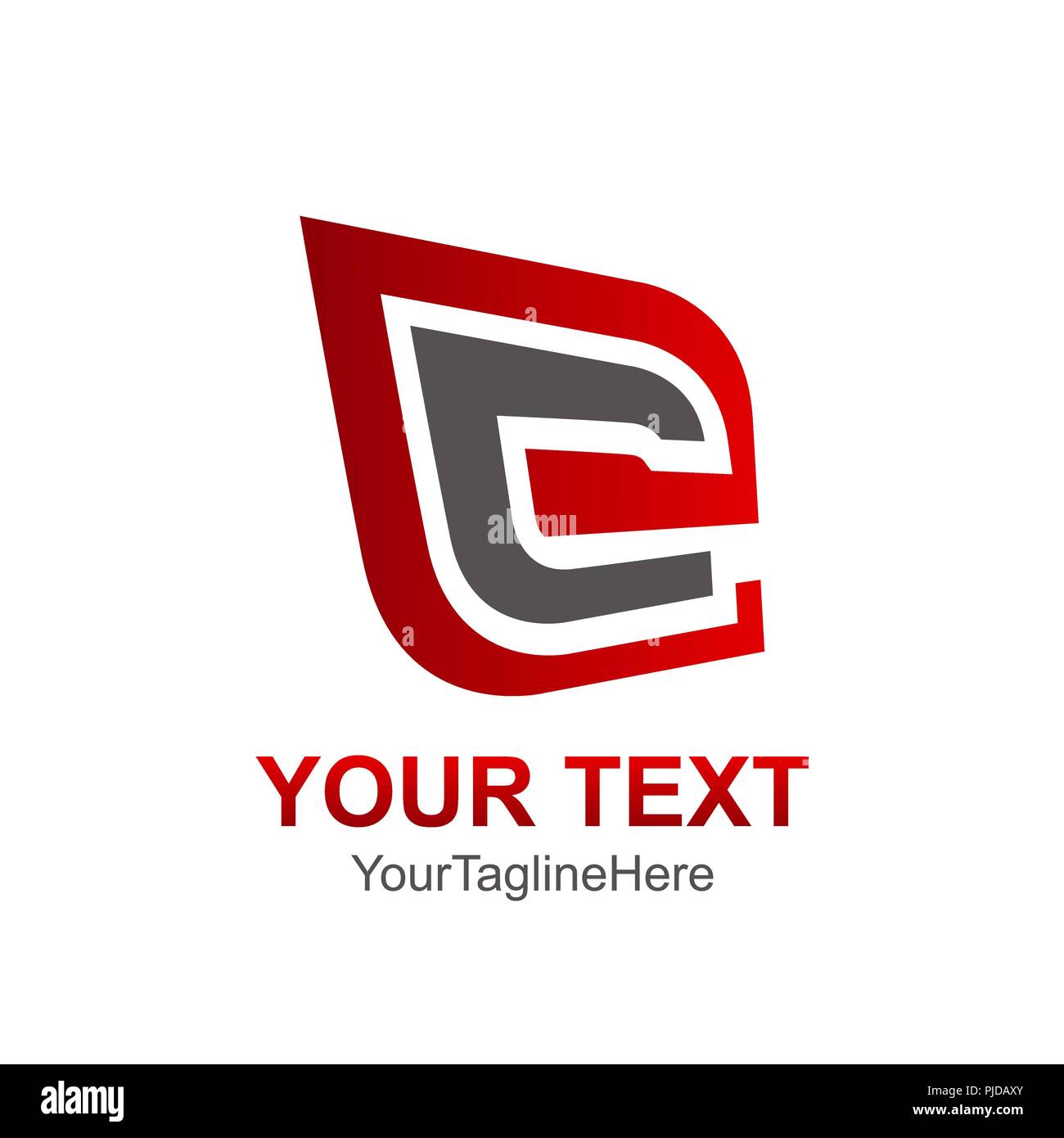 Initial letter C logo template colored red grey design for business and ...