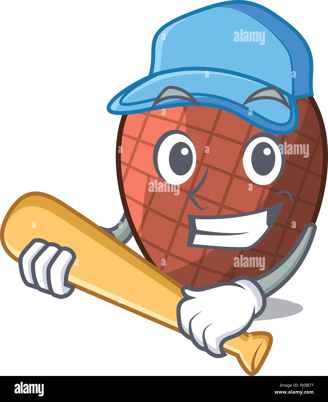 Playing baseball character cartoon on moriche palm fruit Stock Vector ...