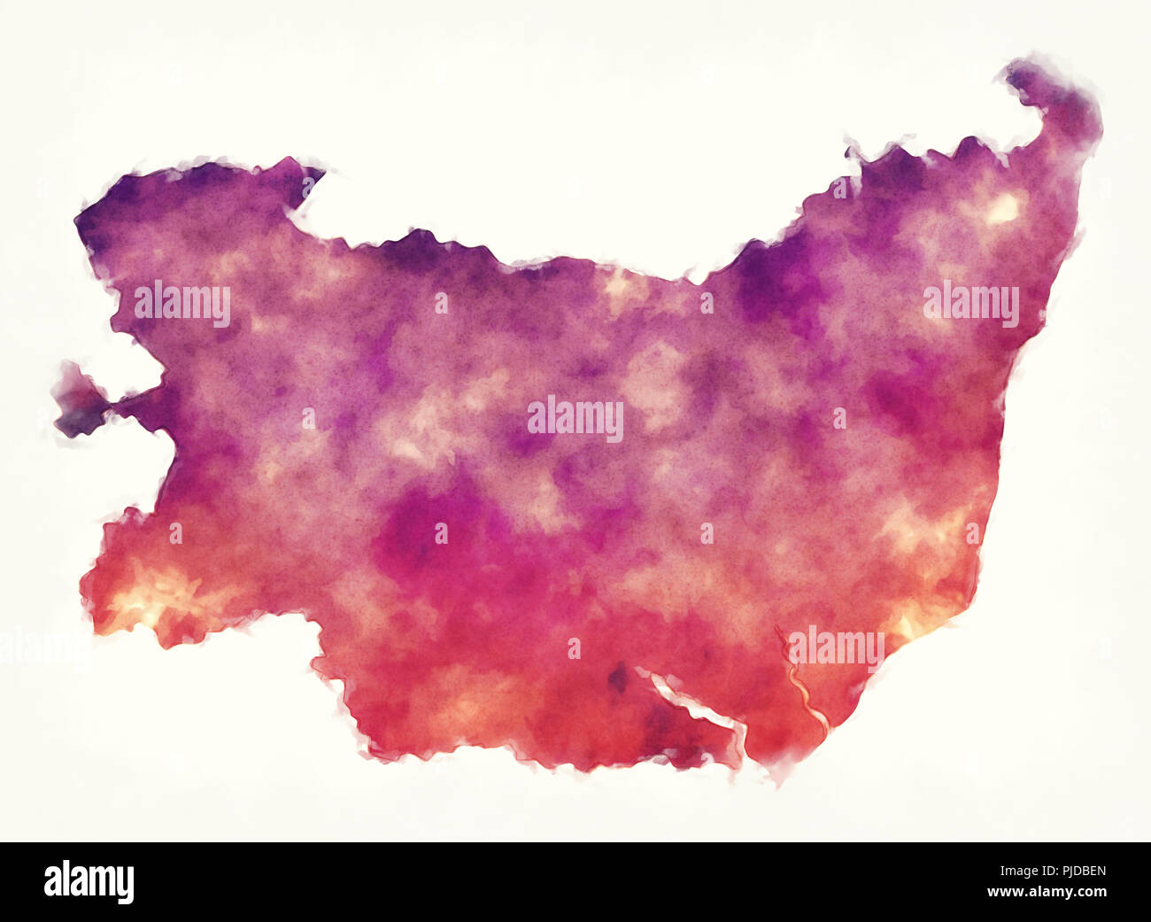 Suffolk county map England UK watercolor in front of a white background ...