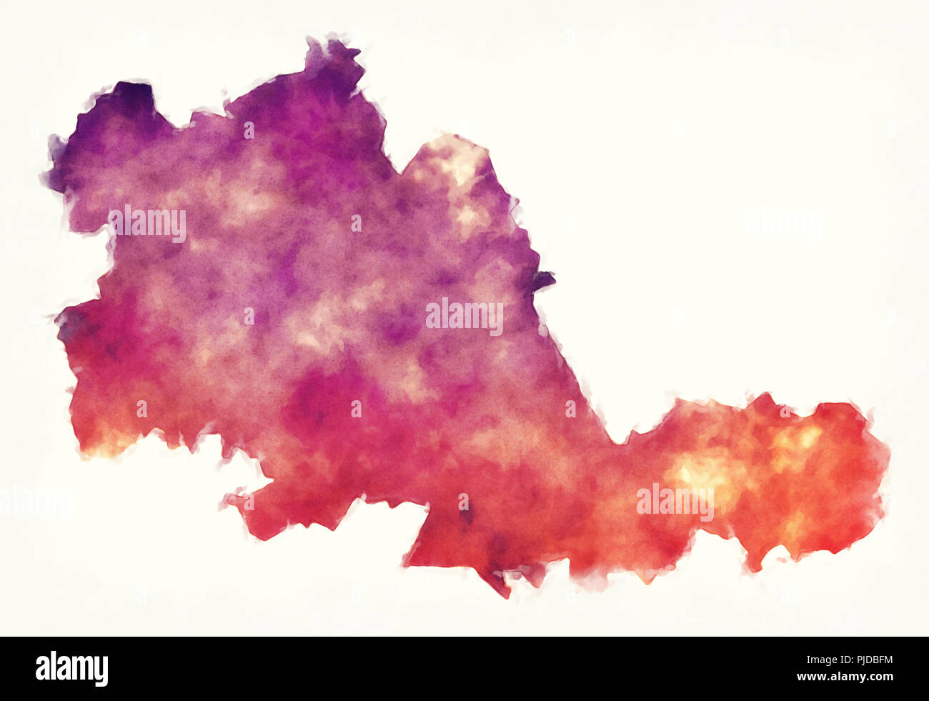 West Midlands metropolitan county map England UK watercolor in front of ...
