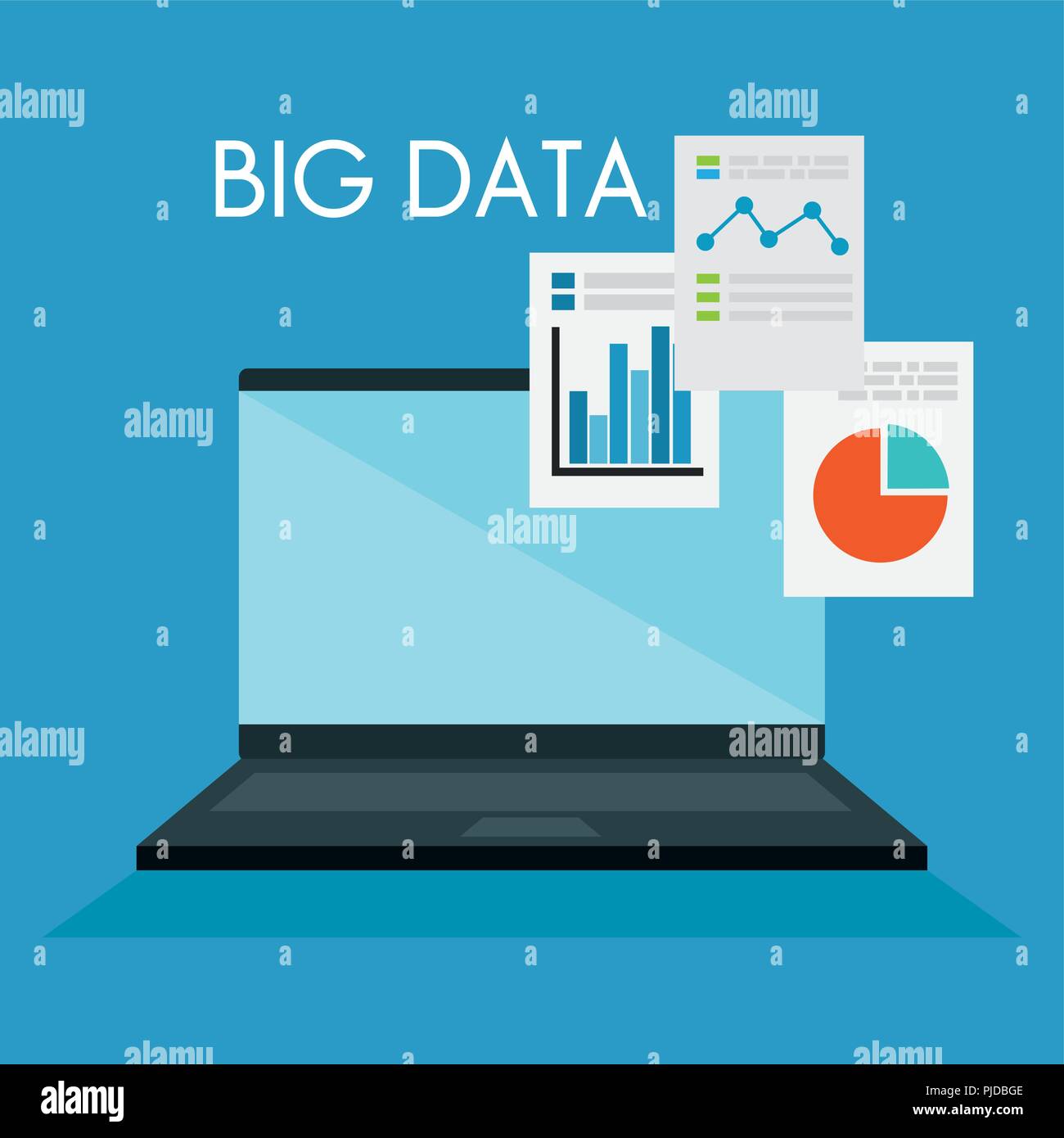 laptop computer with big data icons vector illustration design Stock ...