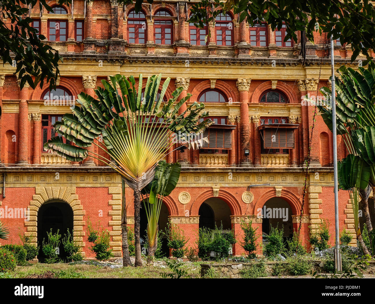 Ancient buildings in Yangon, Myanmar. Yangon has the highest number of ...