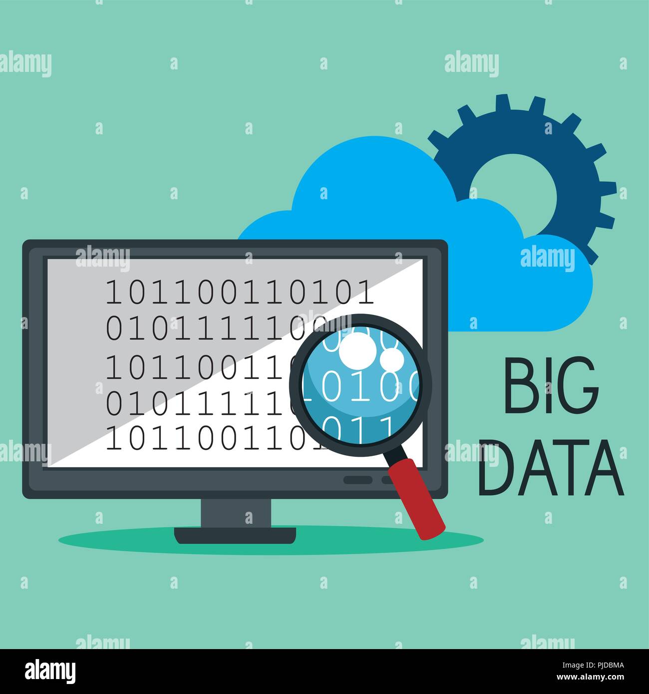 desktop computer with big data icons vector illustration design Stock ...