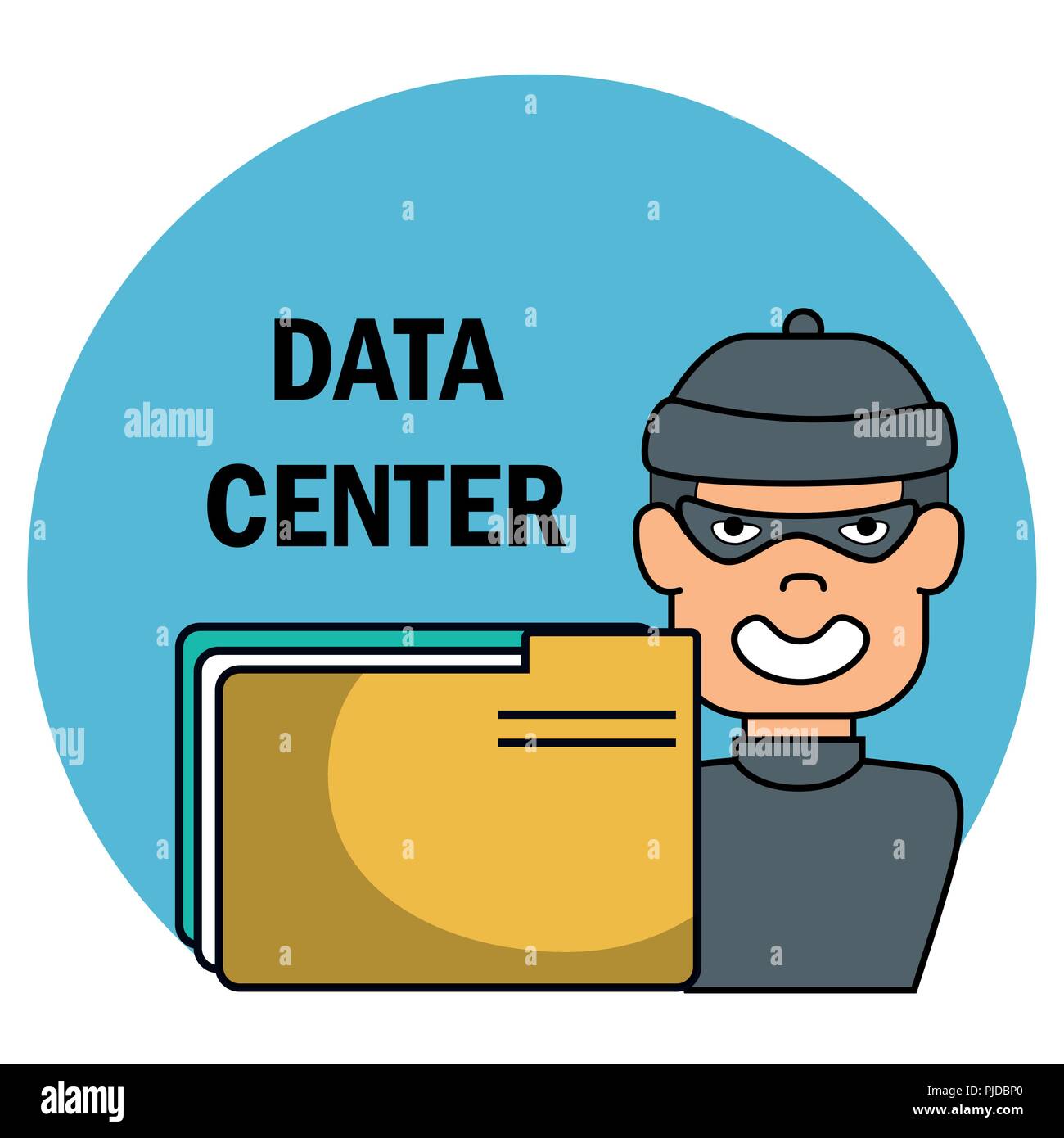 cyber thief with data center icons vector illustration design Stock ...