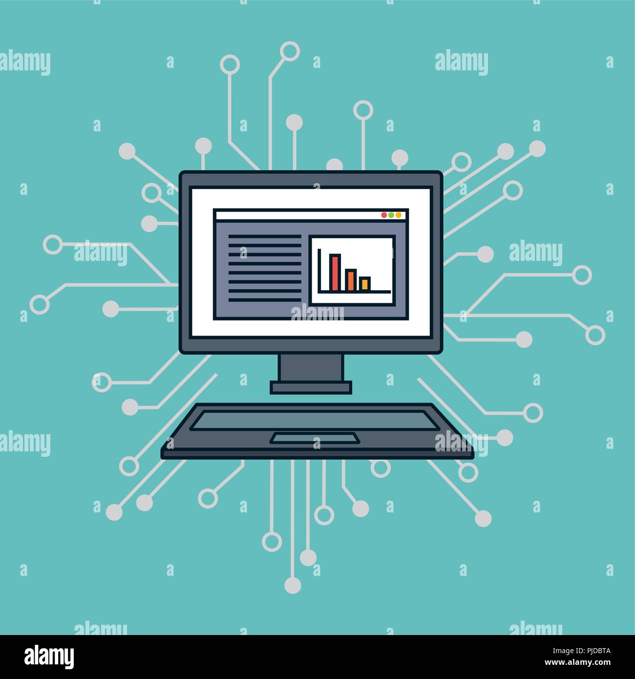desktop computer with big data icons vector illustration design Stock ...